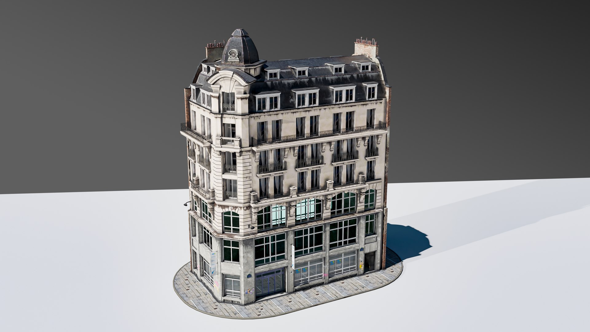 3D Parisian Street Corner Building - TurboSquid 2356263