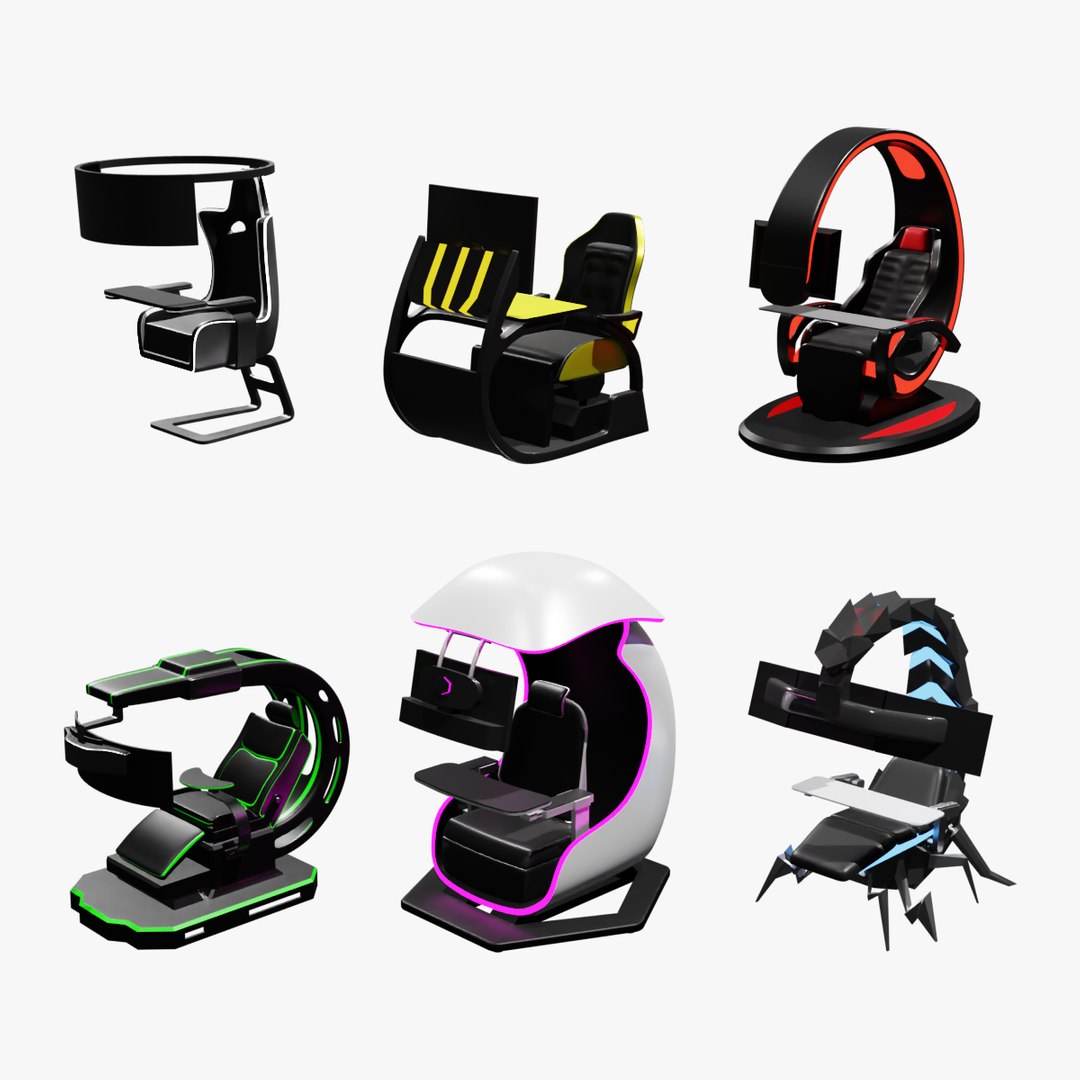 Six Modern Futuristic Seat Pack 3D model - TurboSquid 2109193