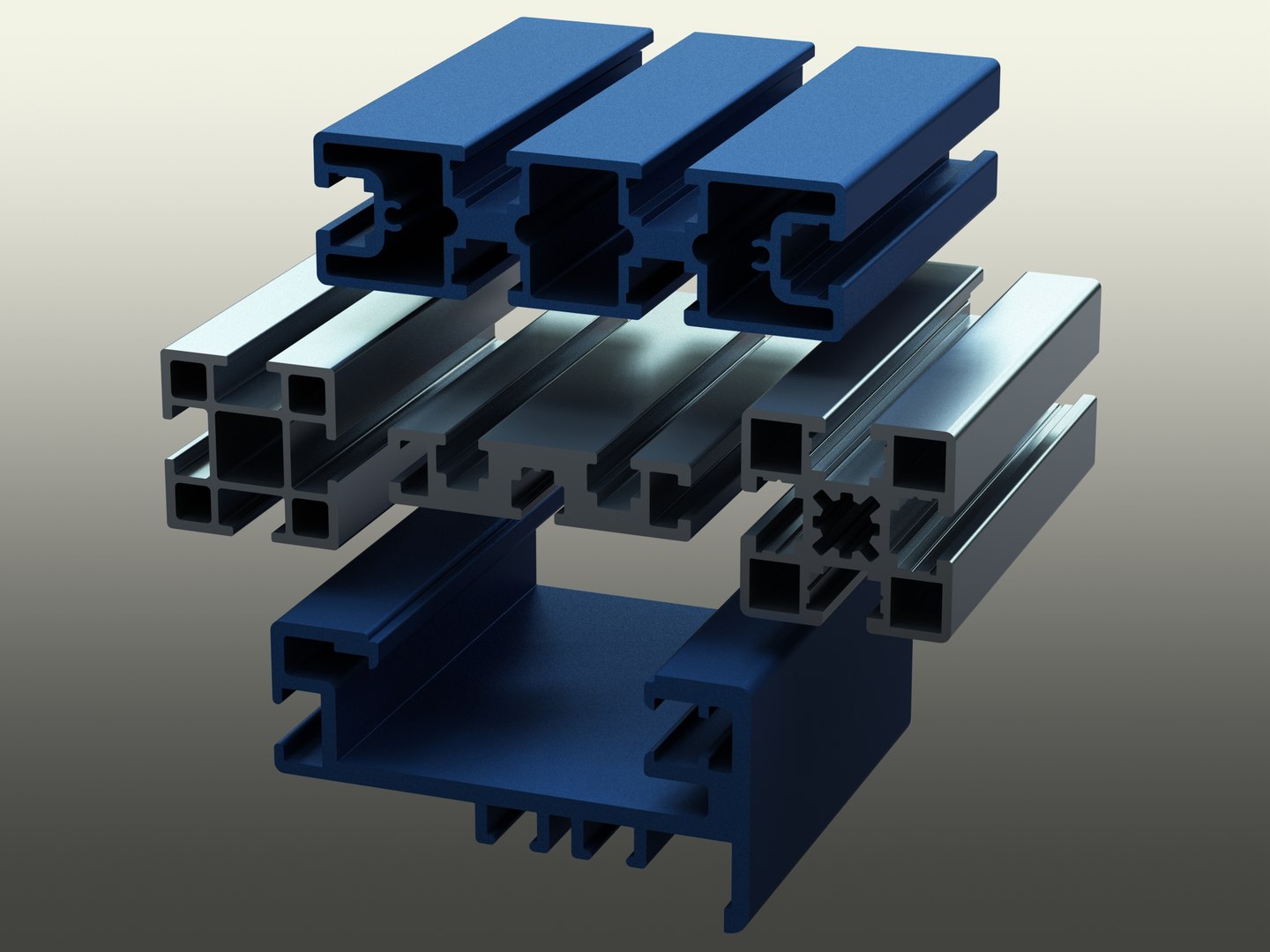 3D Extruded Aluminium Profile Enclosures Set For Partition Wall Model ...