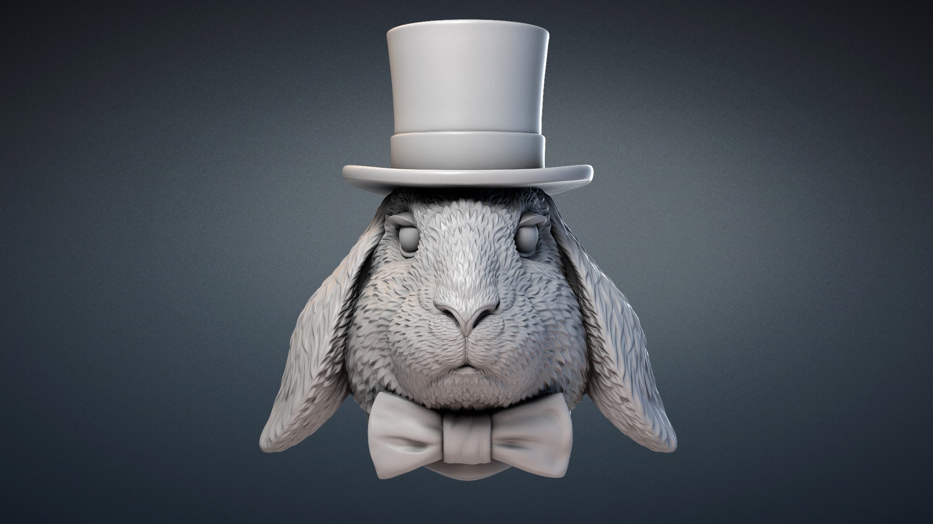 Rabbit Head Sculpture Top Hat Bow Tie STL Model - TurboSquid 1984961