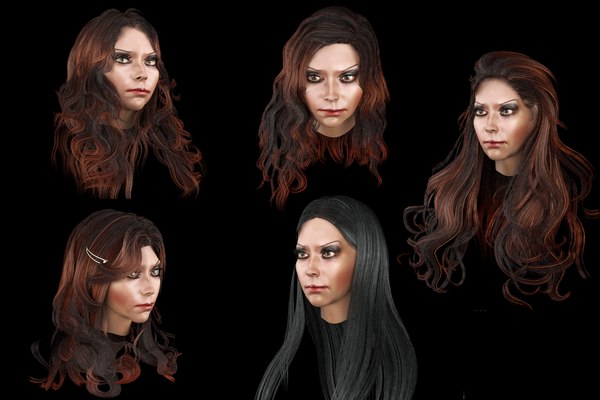 Set hairstyle 5 types 3D model - TurboSquid 1453836