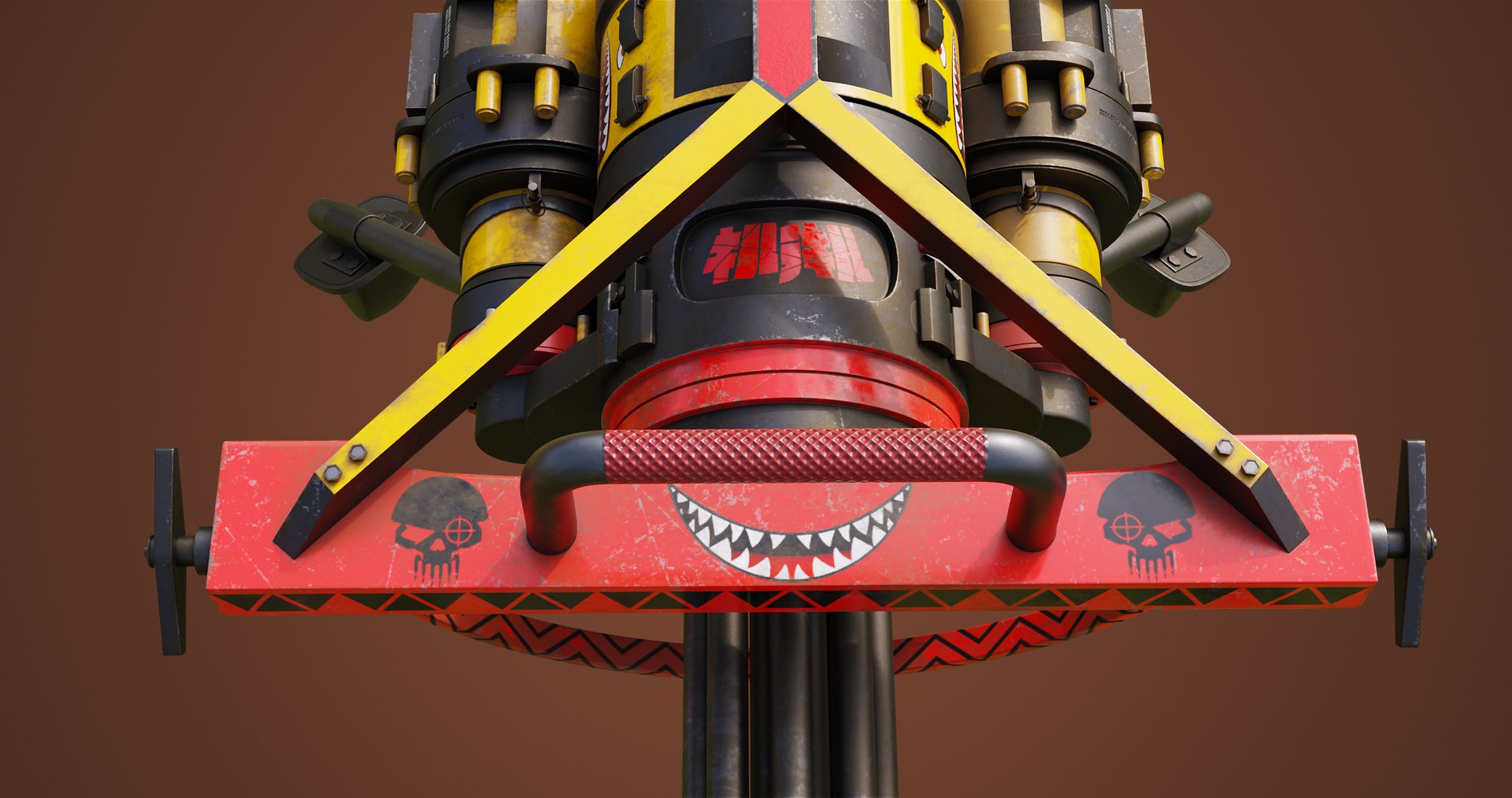 3D M134 Minigun Red Shark Skin All PBR Textures Included - TurboSquid ...