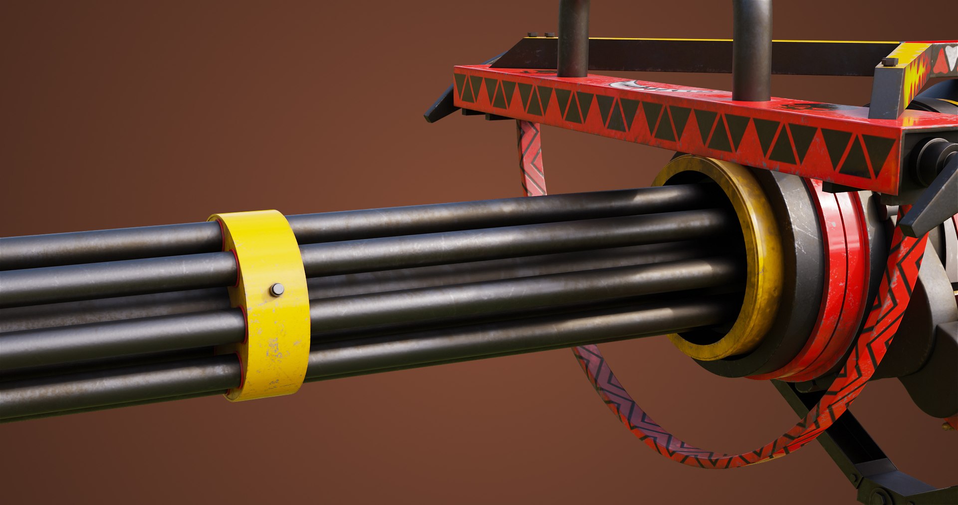 3D M134 Minigun Red Shark Skin All PBR Textures Included - TurboSquid ...