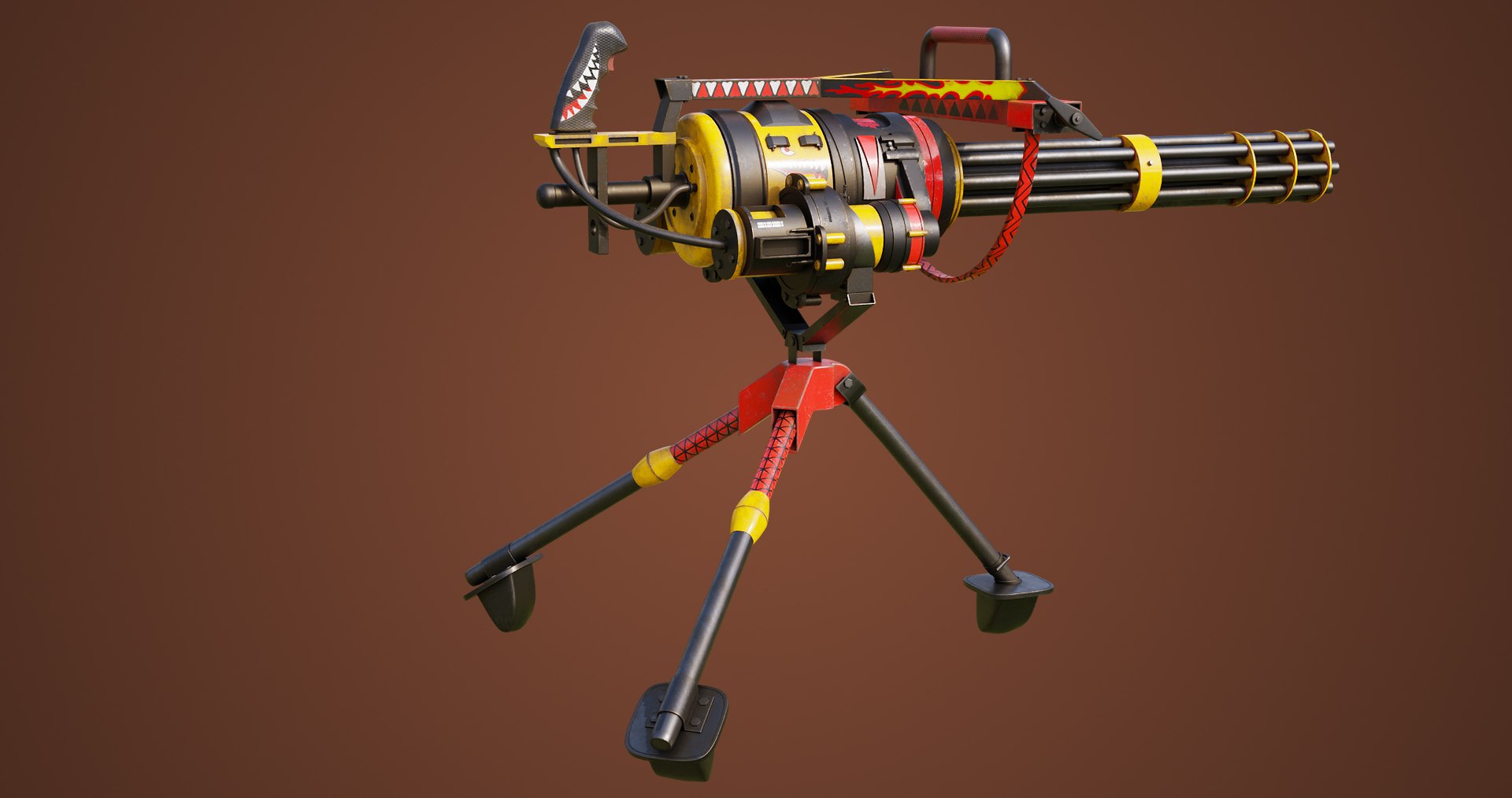 3D M134 Minigun Red Shark Skin All PBR Textures Included - TurboSquid ...