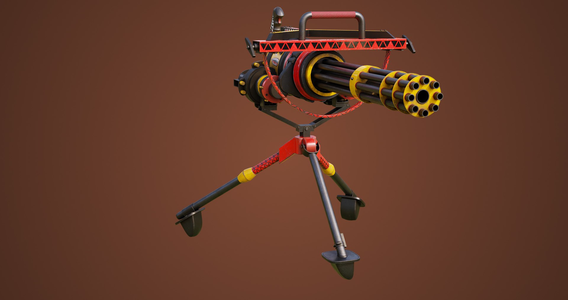 3D M134 Minigun Red Shark Skin All PBR Textures Included - TurboSquid ...