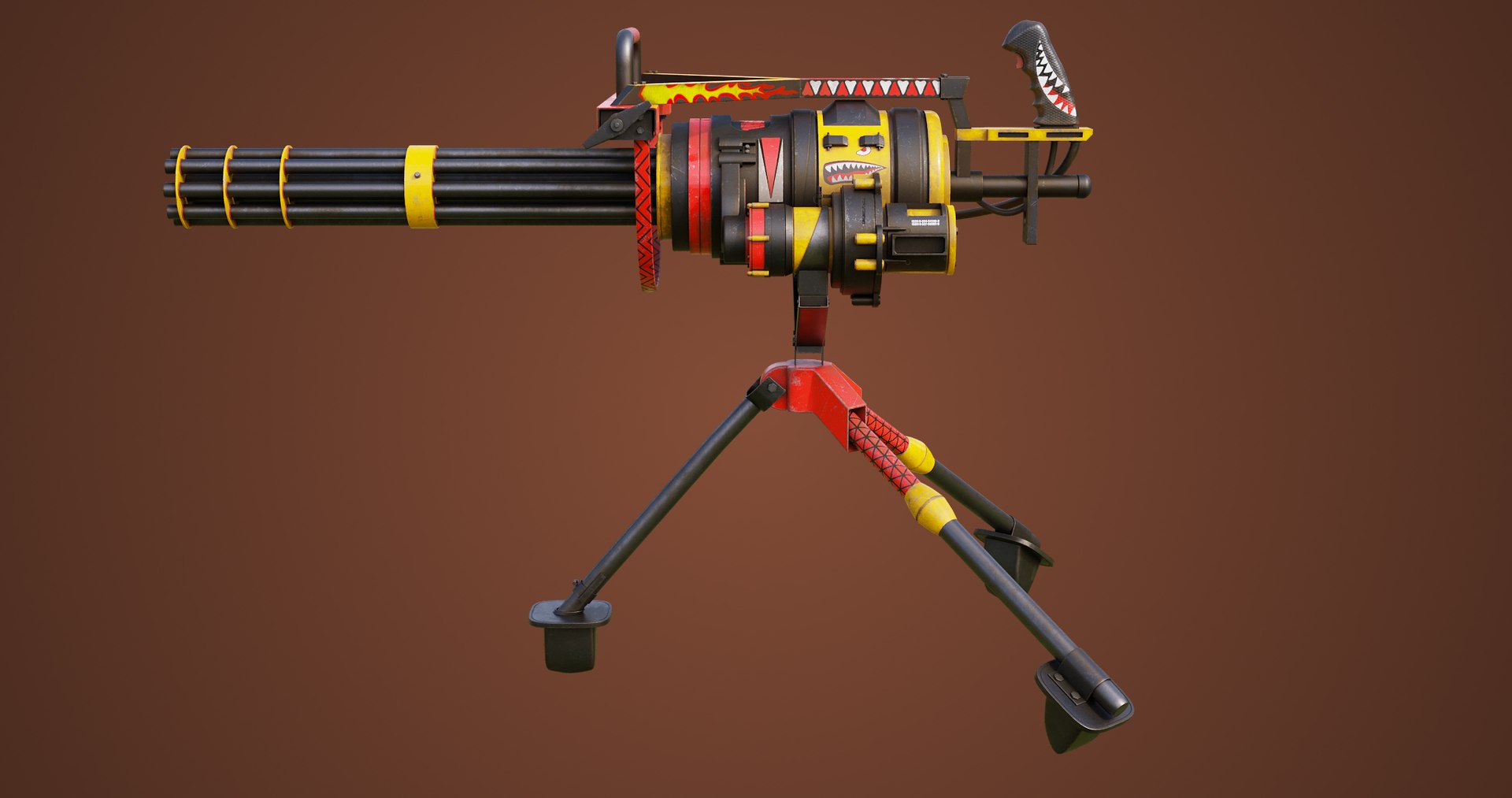 3D M134 Minigun Red Shark Skin All PBR Textures Included - TurboSquid ...