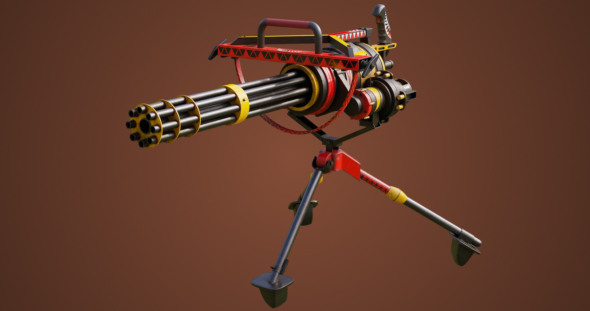 3D M134 Minigun Red Shark Skin All PBR Textures Included - TurboSquid ...