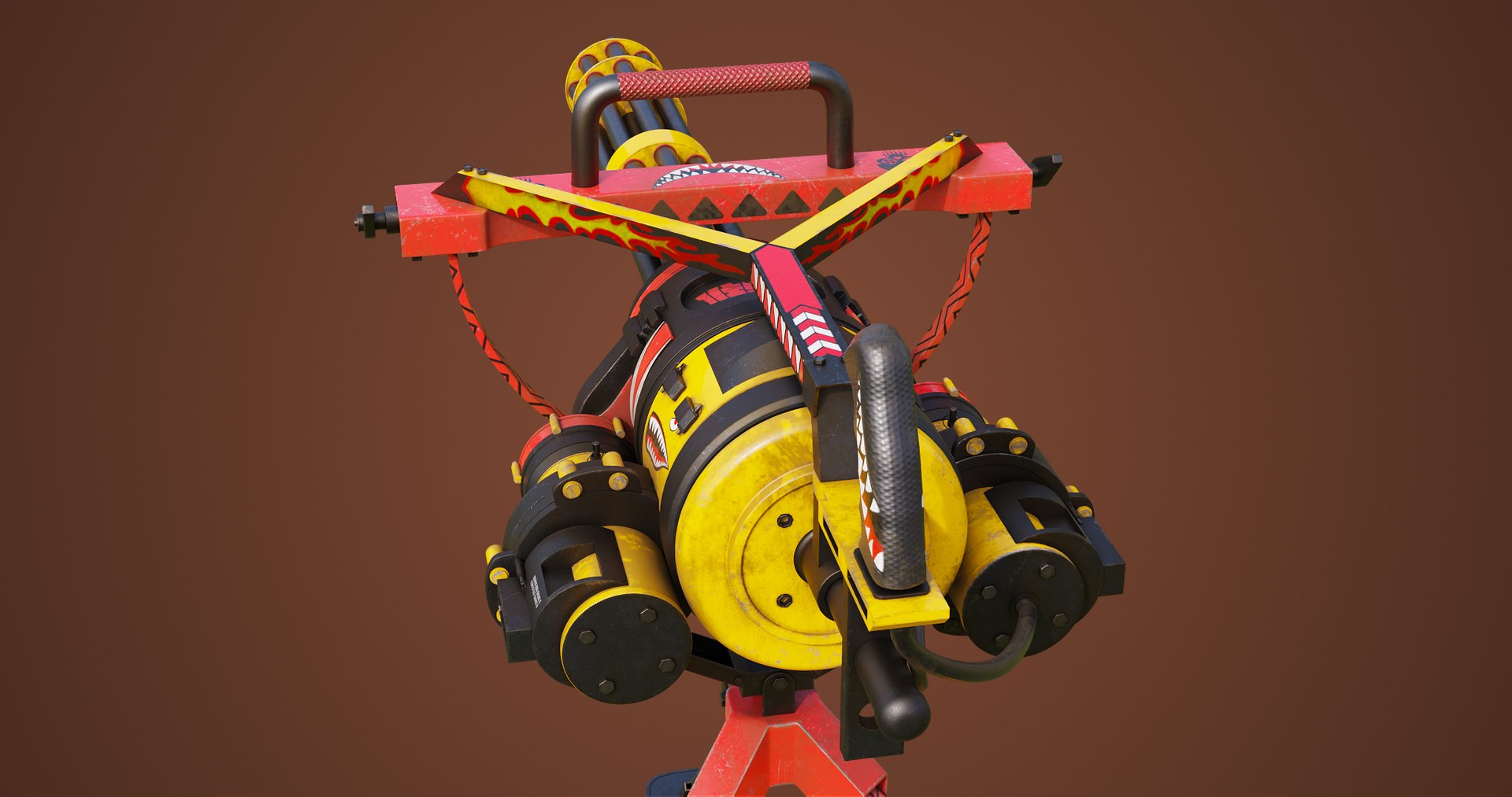 3D M134 Minigun Red Shark Skin All PBR Textures Included - TurboSquid ...