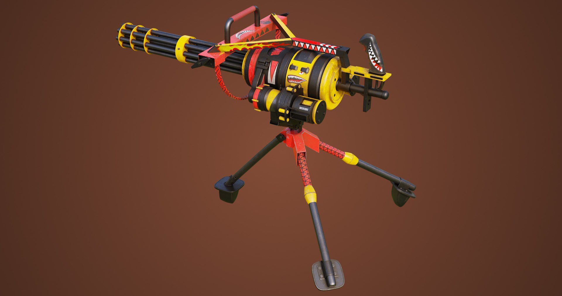 3D M134 Minigun Red Shark Skin All PBR Textures Included - TurboSquid ...