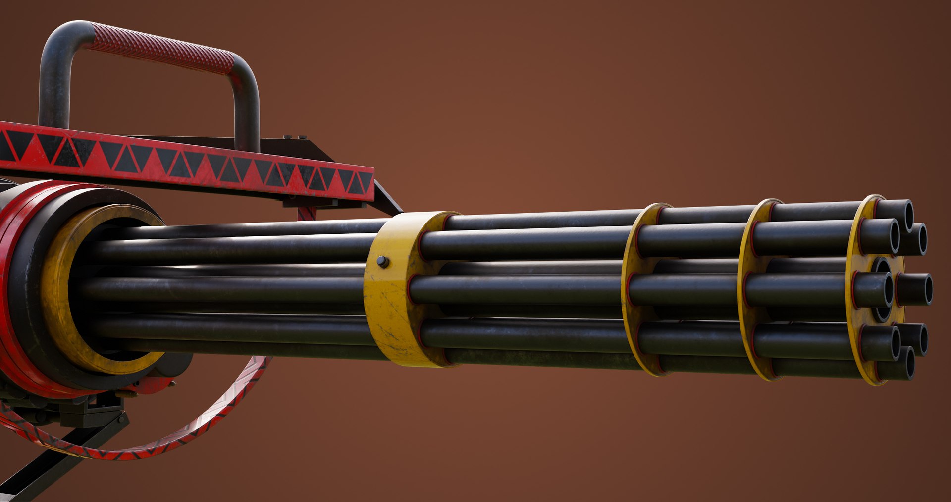 3D M134 Minigun Red Shark Skin All PBR Textures Included - TurboSquid ...