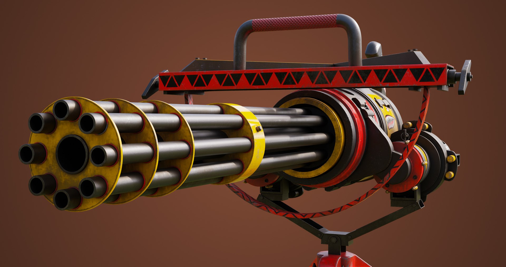3D M134 Minigun Red Shark Skin All PBR Textures Included - TurboSquid ...