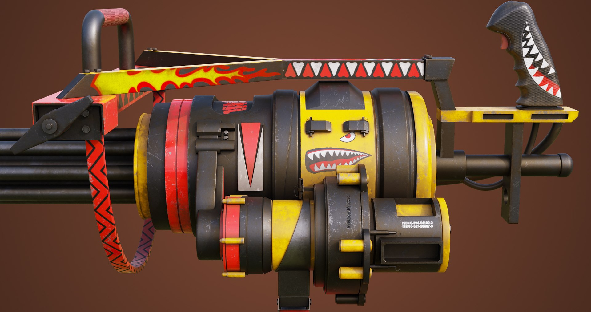 3D M134 Minigun Red Shark Skin All PBR Textures Included - TurboSquid ...