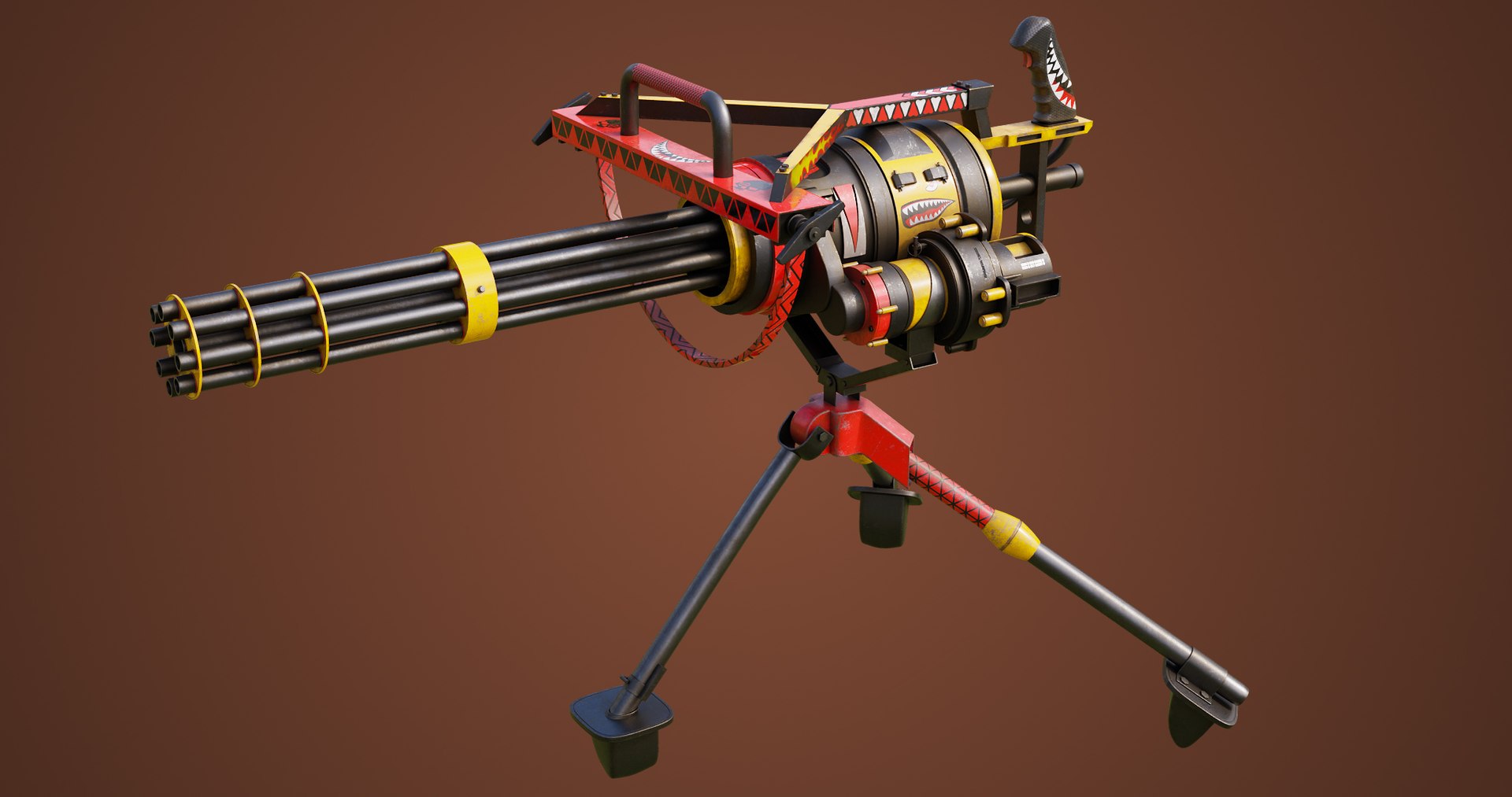 3D M134 Minigun Red Shark Skin All PBR Textures Included - TurboSquid ...