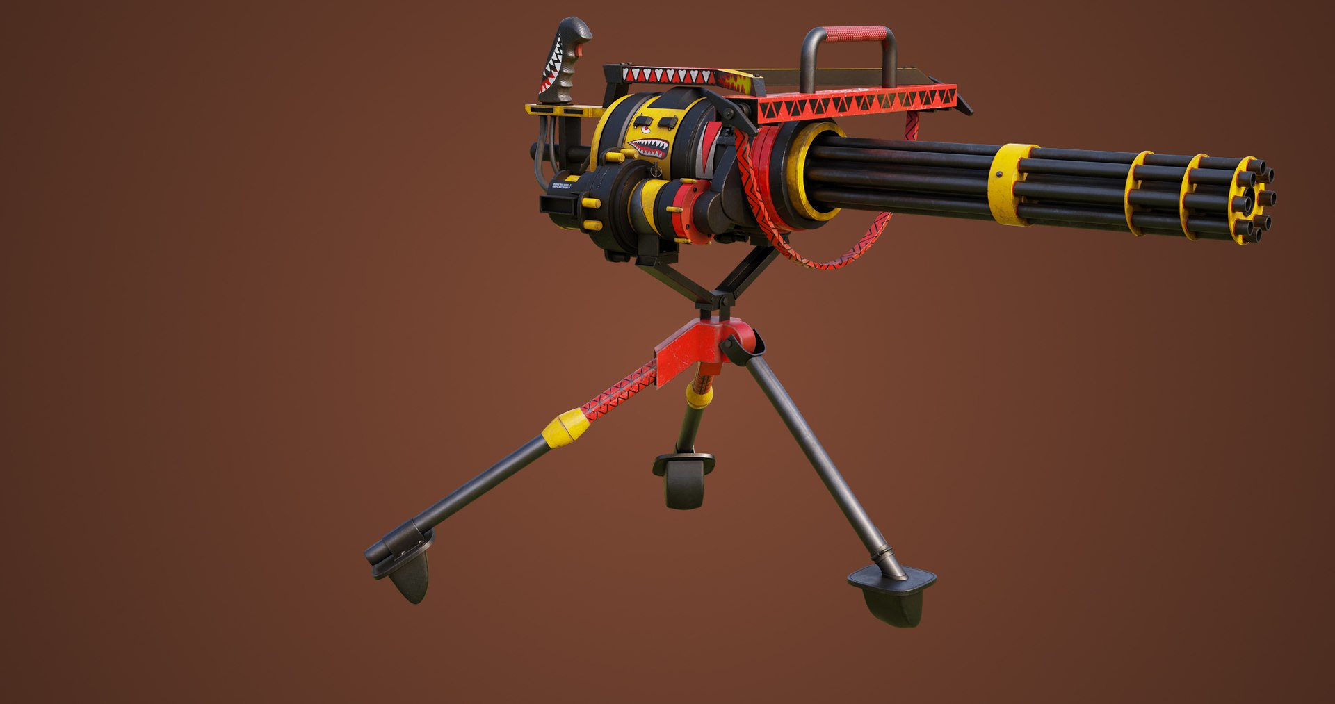 3D M134 Minigun Red Shark Skin All PBR Textures Included - TurboSquid ...