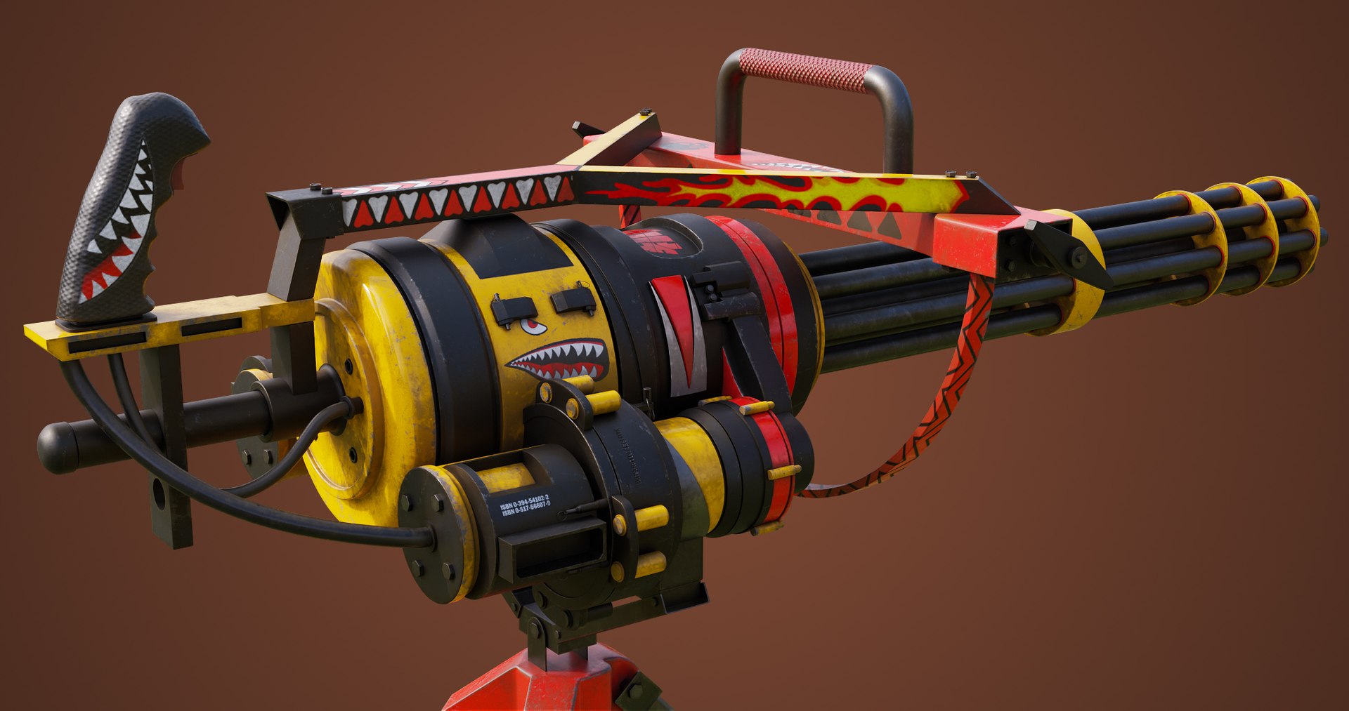 3D M134 Minigun Red Shark Skin All PBR Textures Included - TurboSquid ...