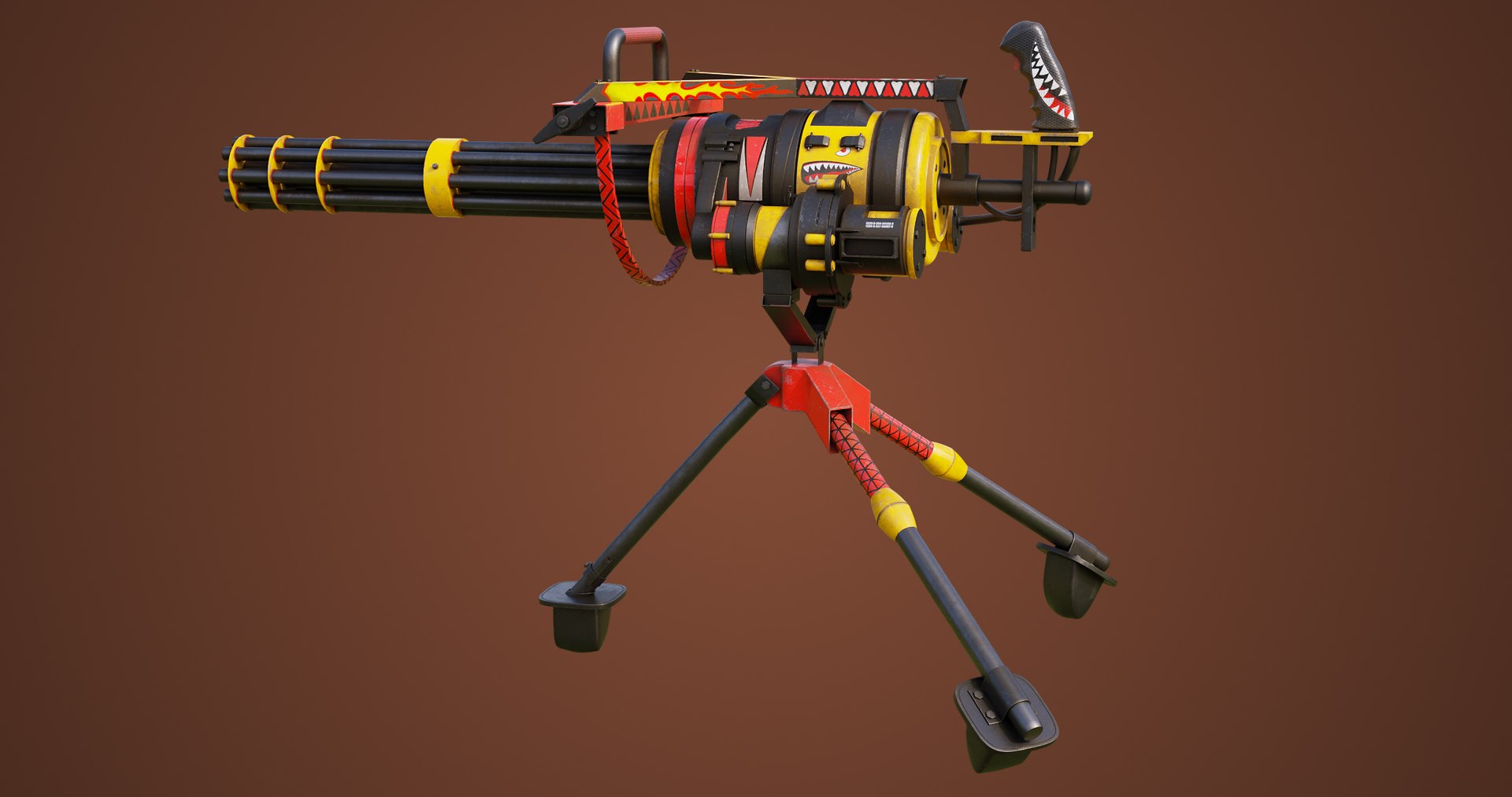3D M134 Minigun Red Shark Skin All PBR Textures Included - TurboSquid ...