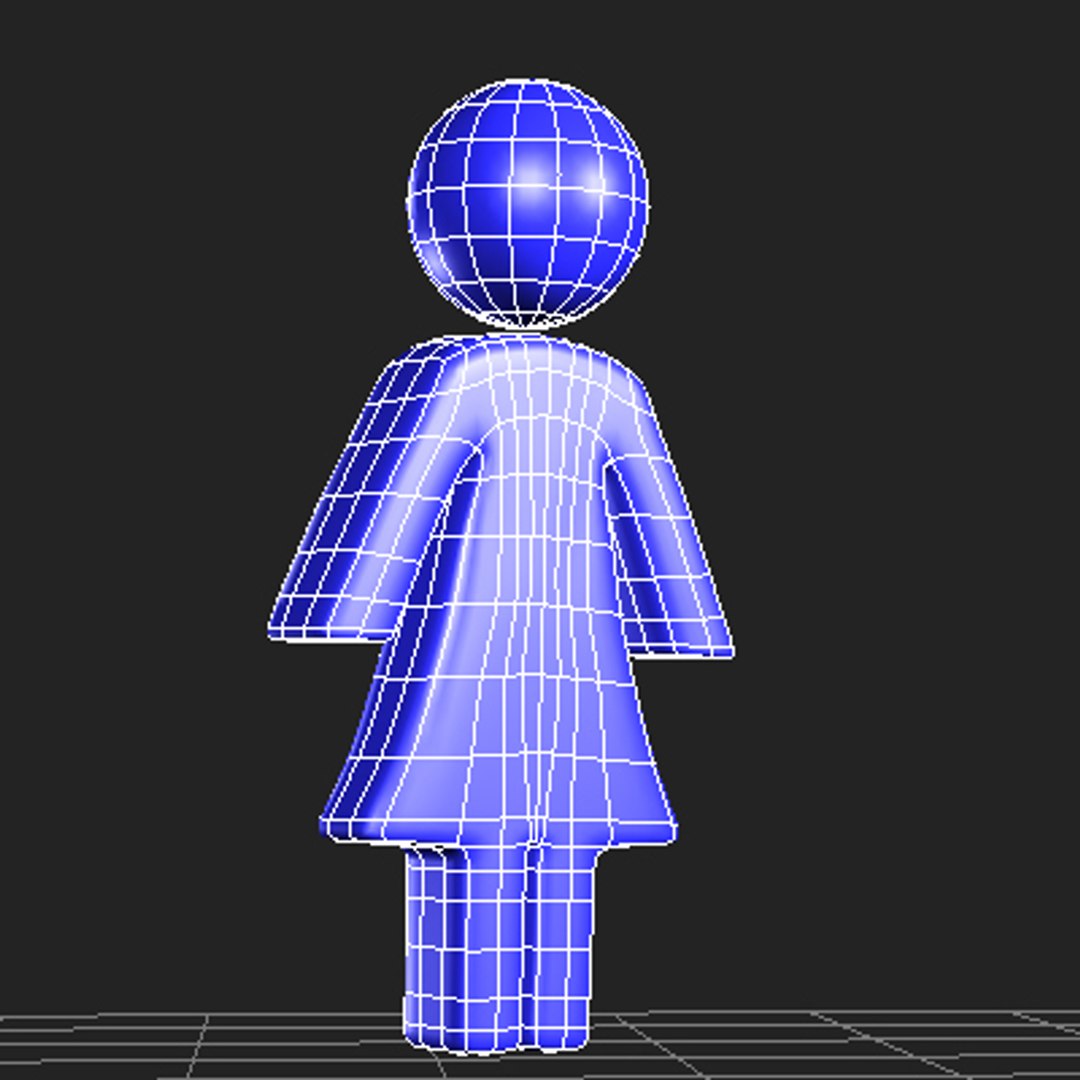 Blue Woman Icon 3d Model