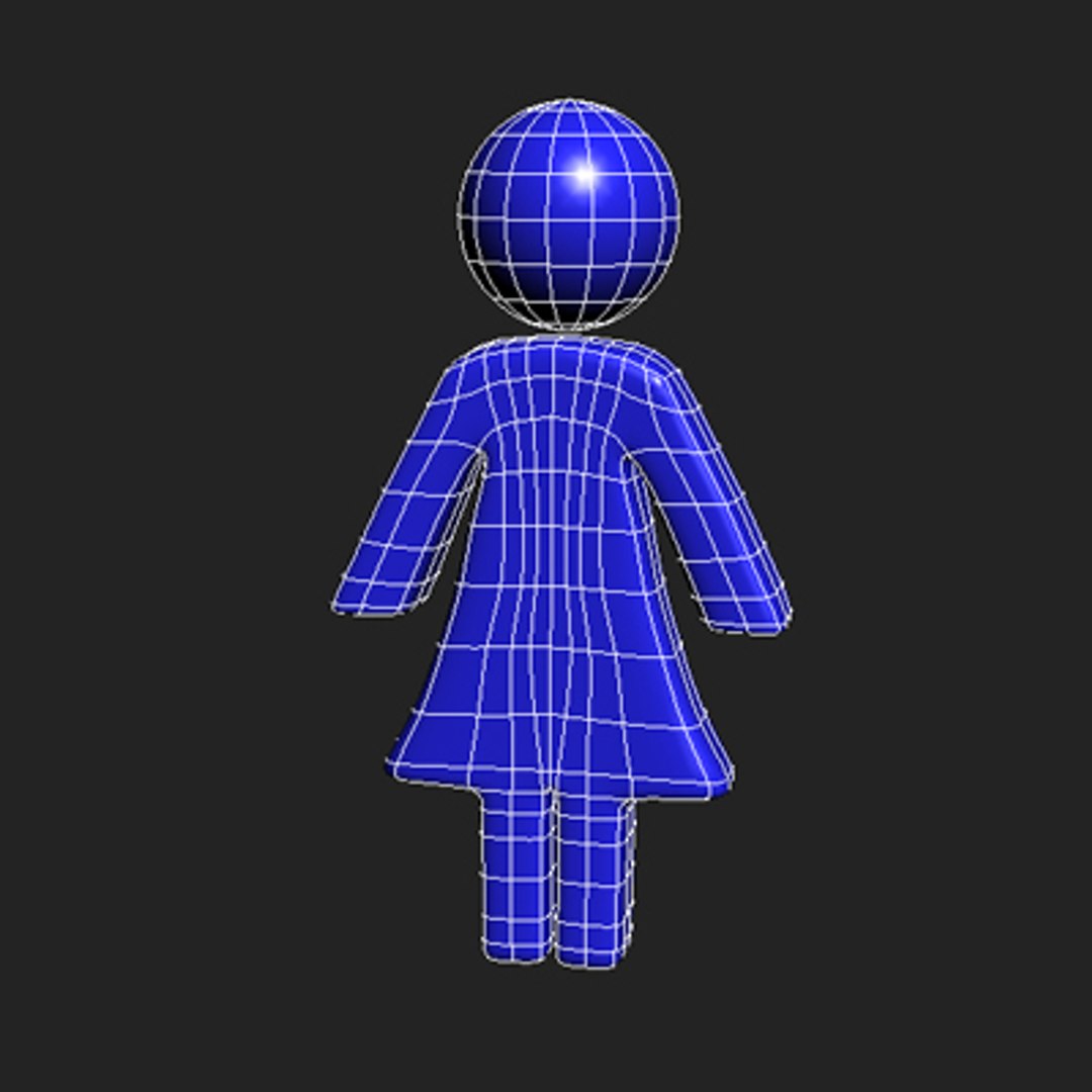 Blue Woman Icon 3d Model
