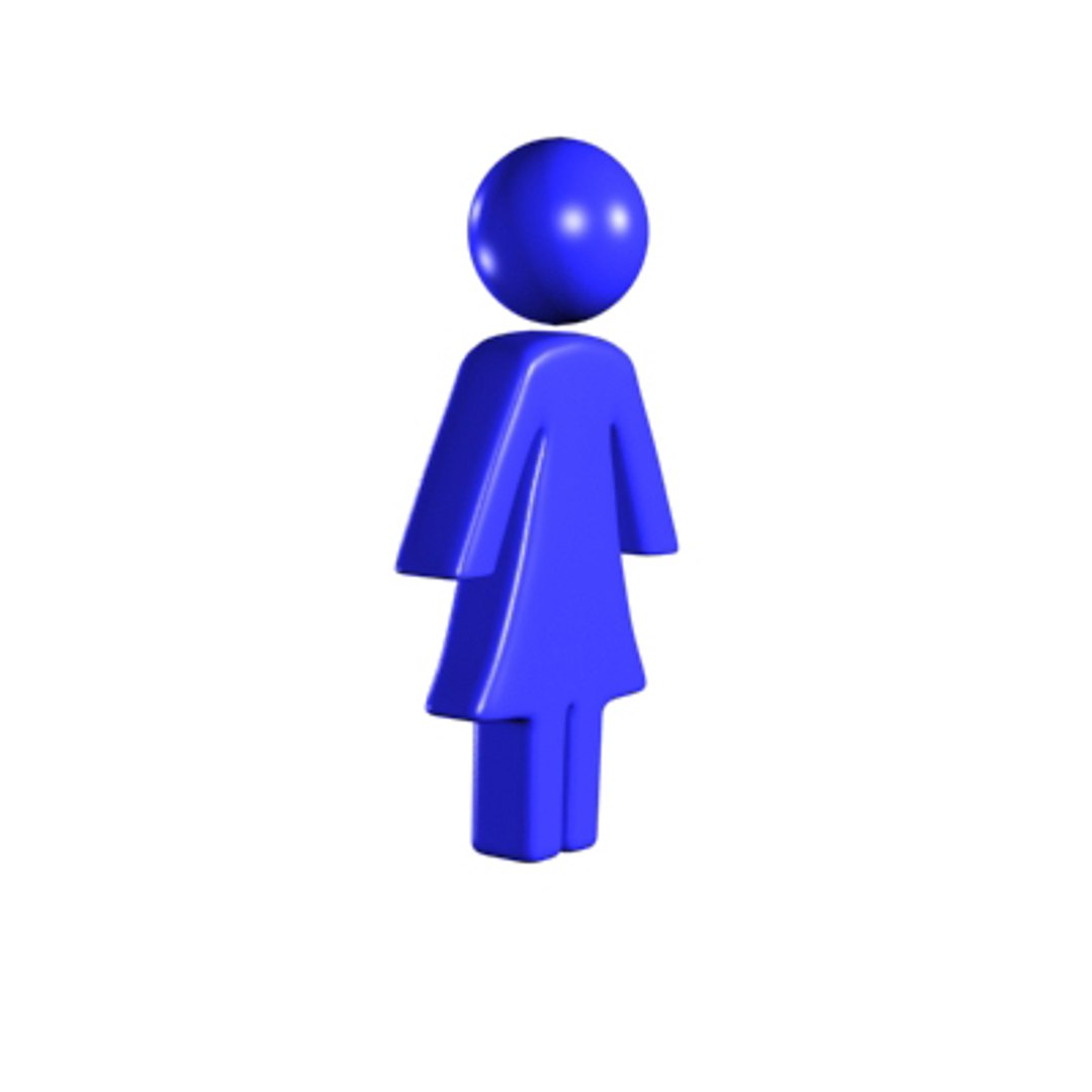 Blue Woman Icon 3d Model