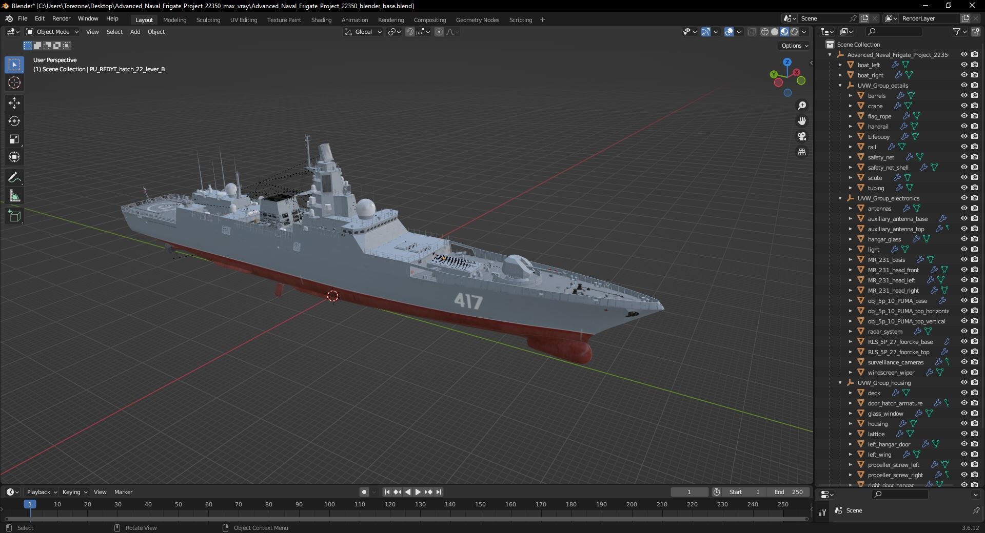 Advanced Naval Frigate Project 22350 3D Model - TurboSquid 2386391