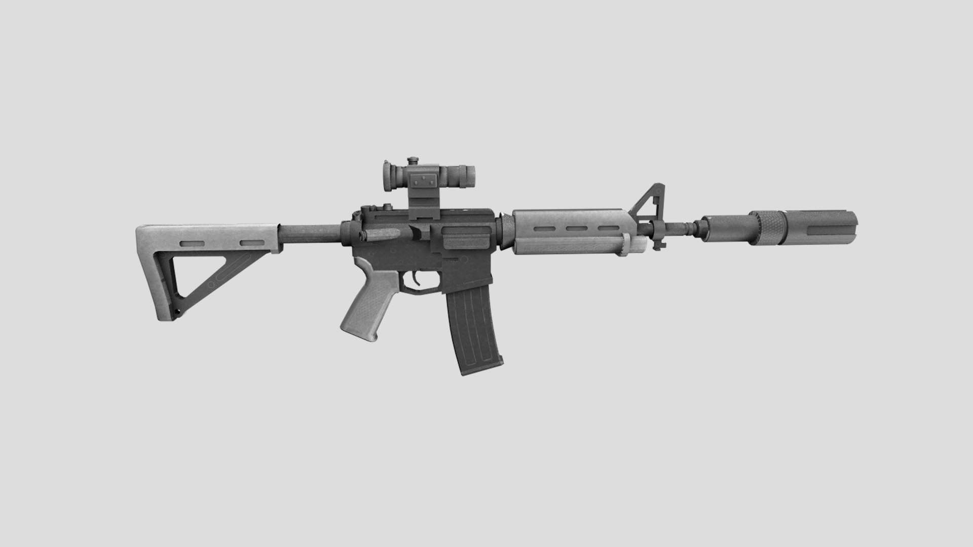 Carbine II Low Poly-Game Ready Gun 003 3D - TurboSquid 2108228