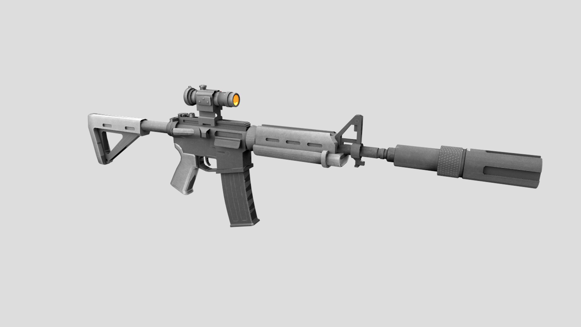 Carbine II Low Poly-Game Ready Gun 003 3D - TurboSquid 2108228