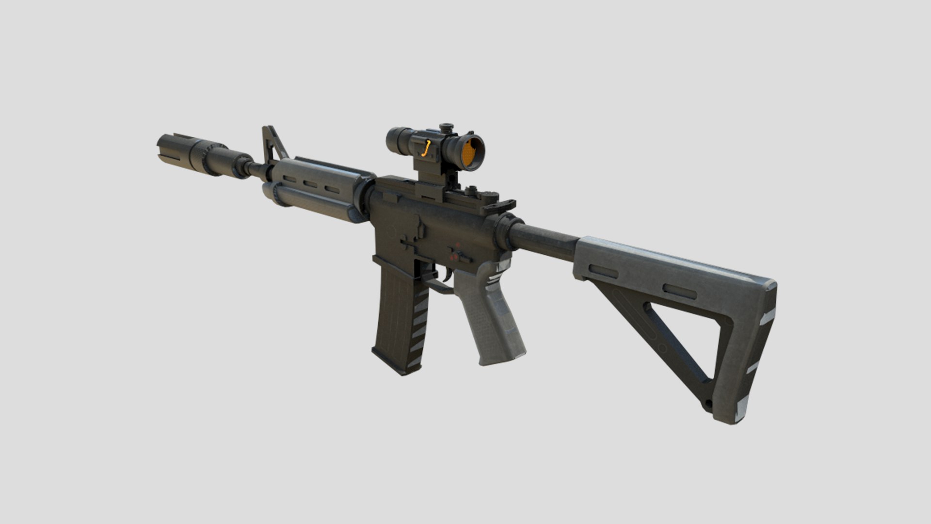 Carbine II Low Poly-Game Ready Gun 003 3D - TurboSquid 2108228