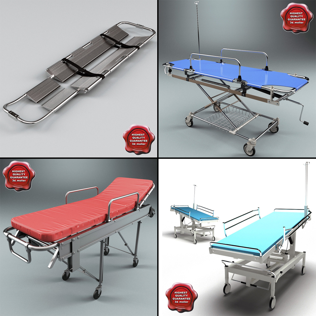 stretchers set ambulance 3d obj