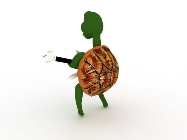 3d cartoon turtle musician