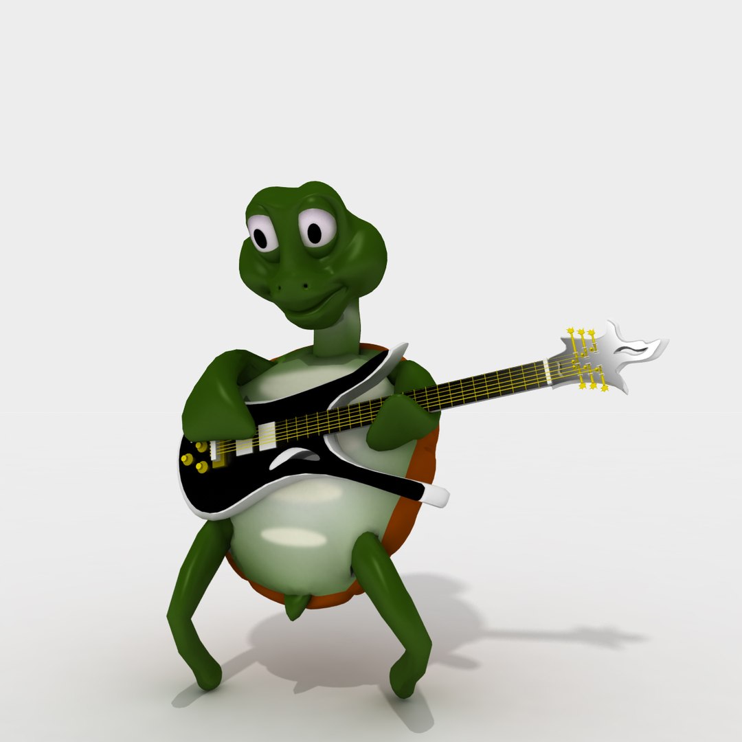 3d Cartoon Turtle Musician