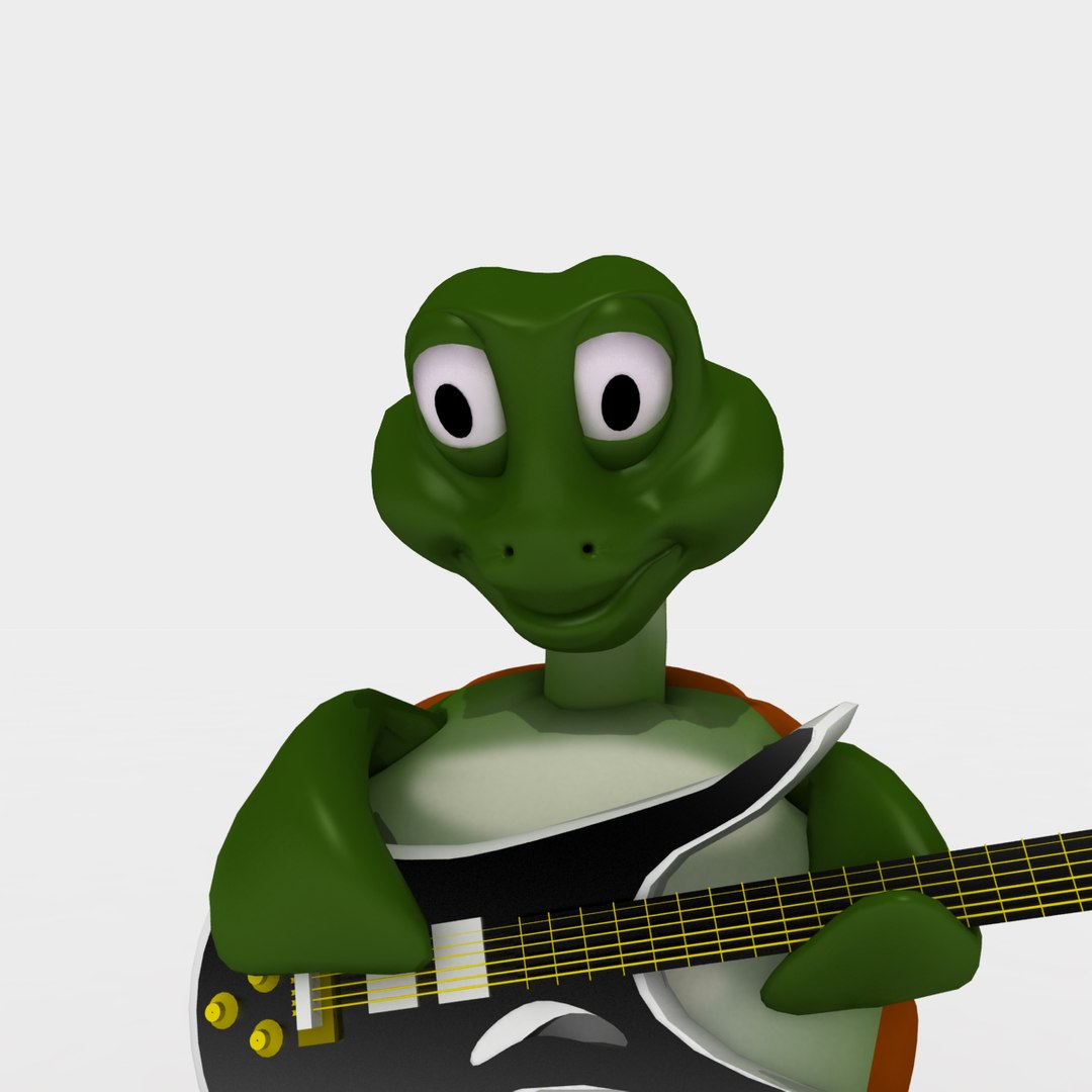 3d Cartoon Turtle Musician