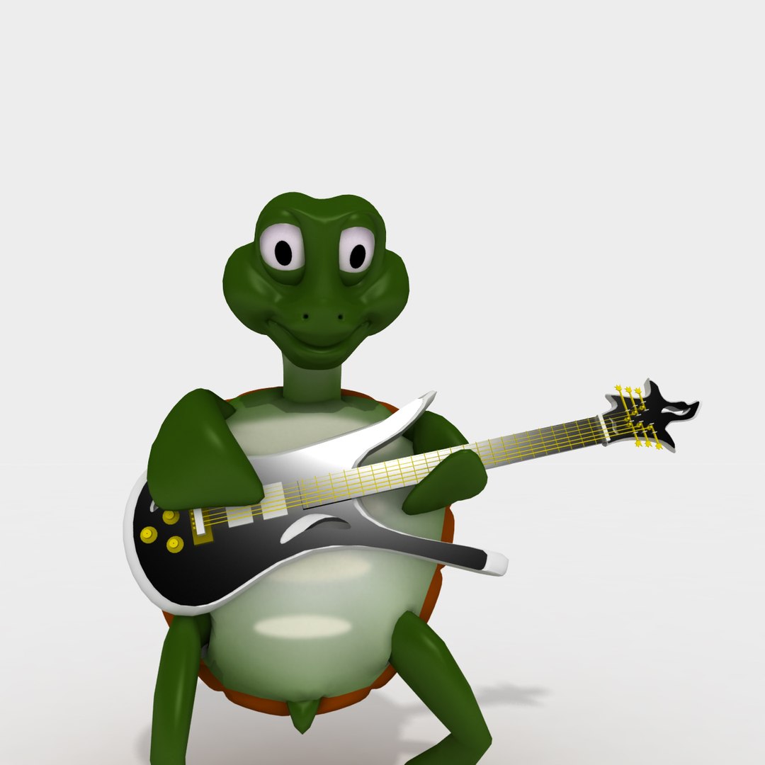 3d Cartoon Turtle Musician