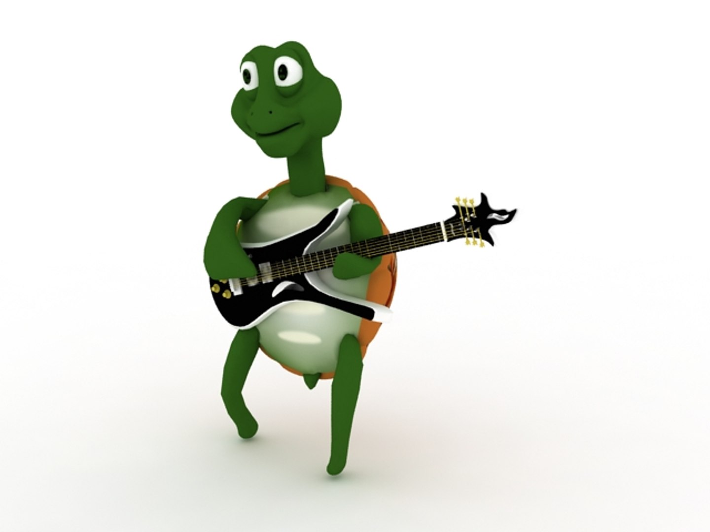 3d Cartoon Turtle Musician