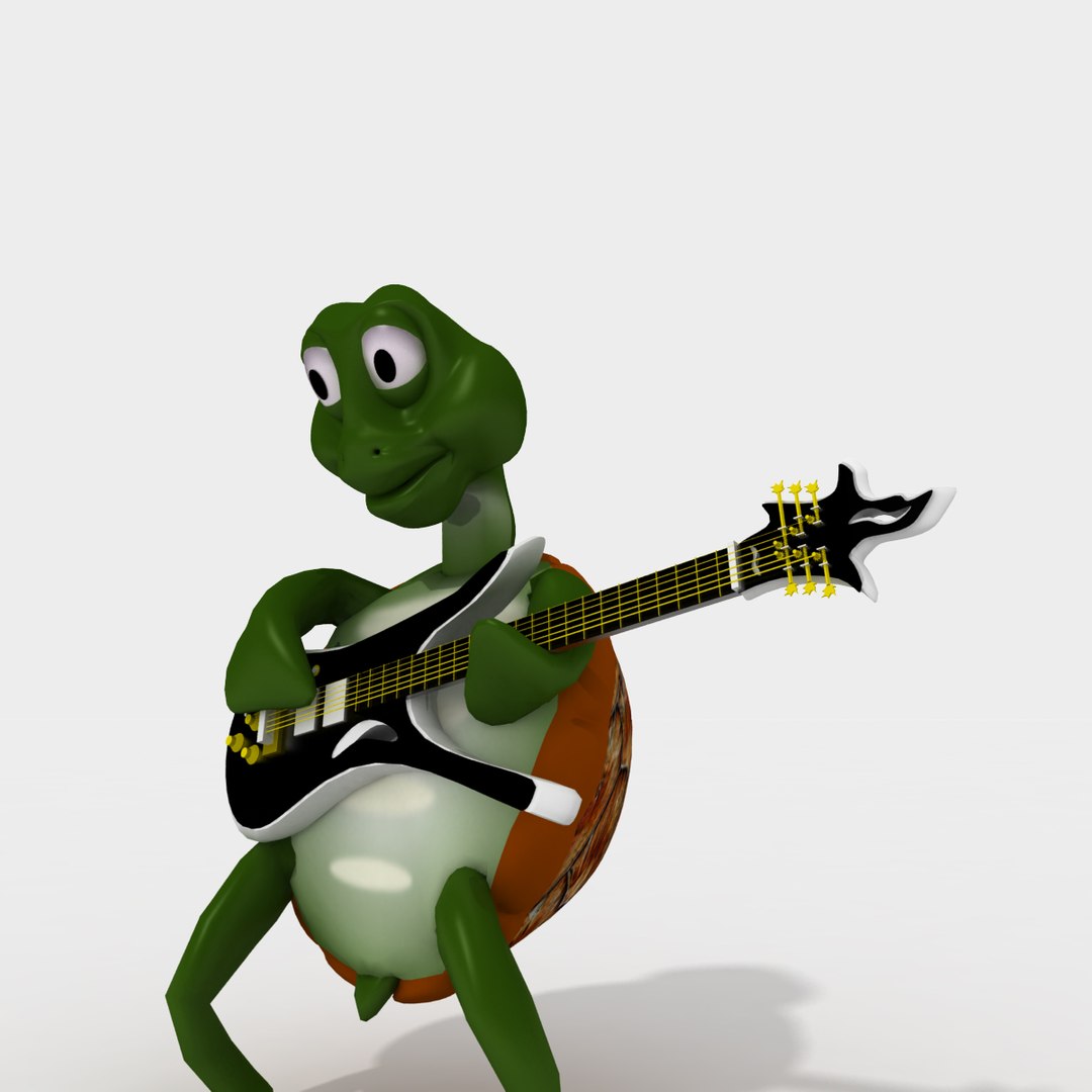 3d Cartoon Turtle Musician