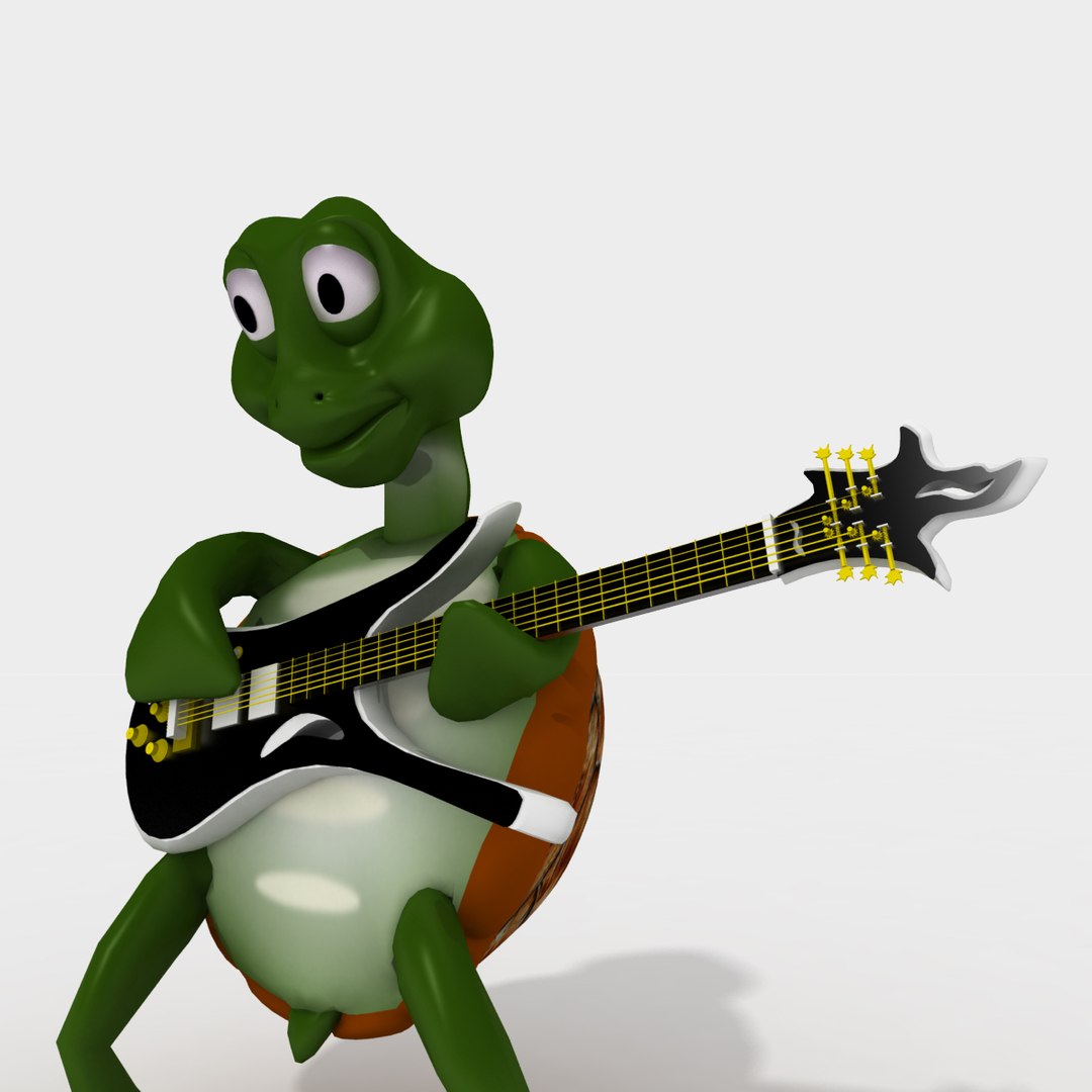 3d Cartoon Turtle Musician
