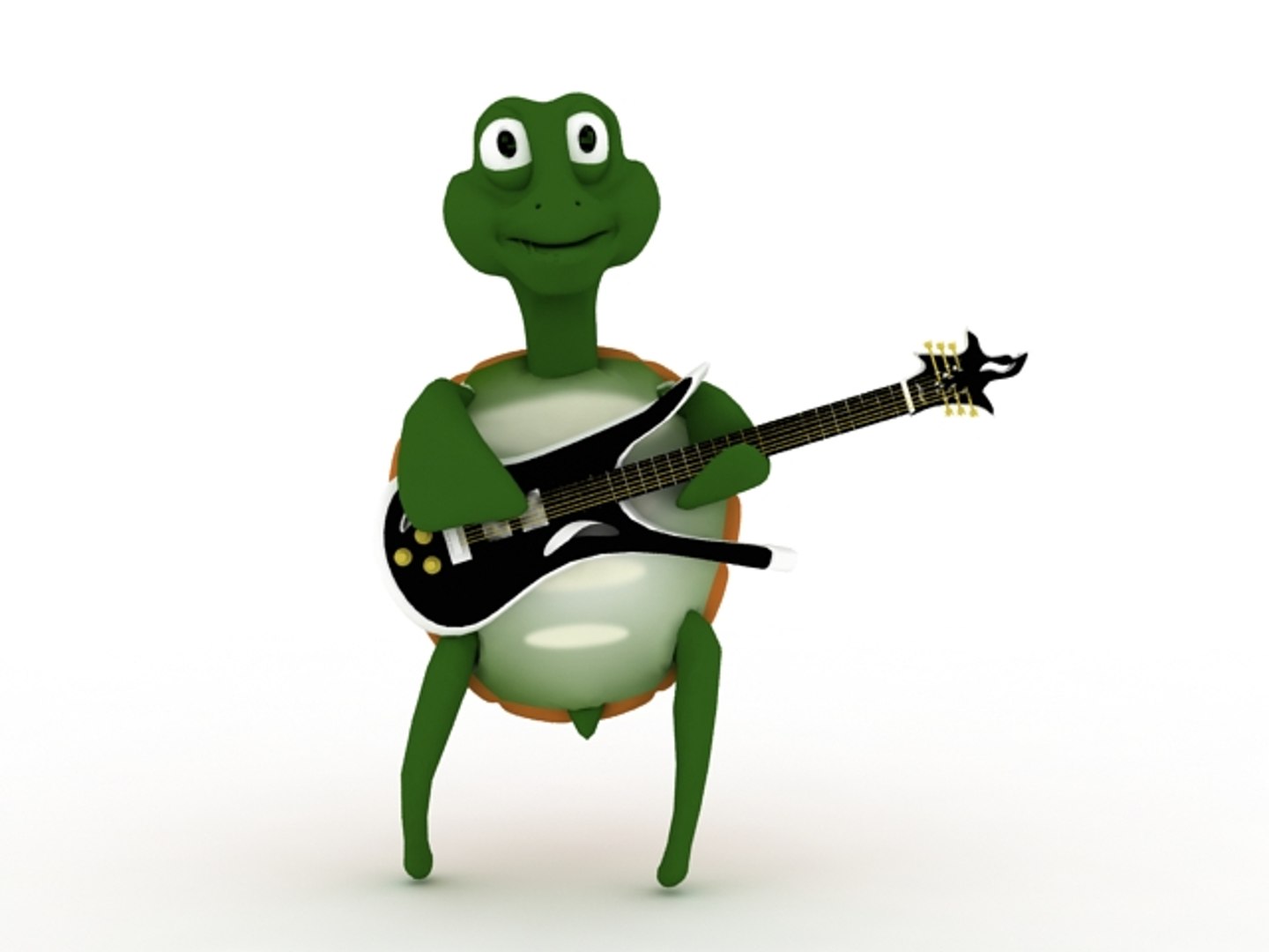 3d Cartoon Turtle Musician