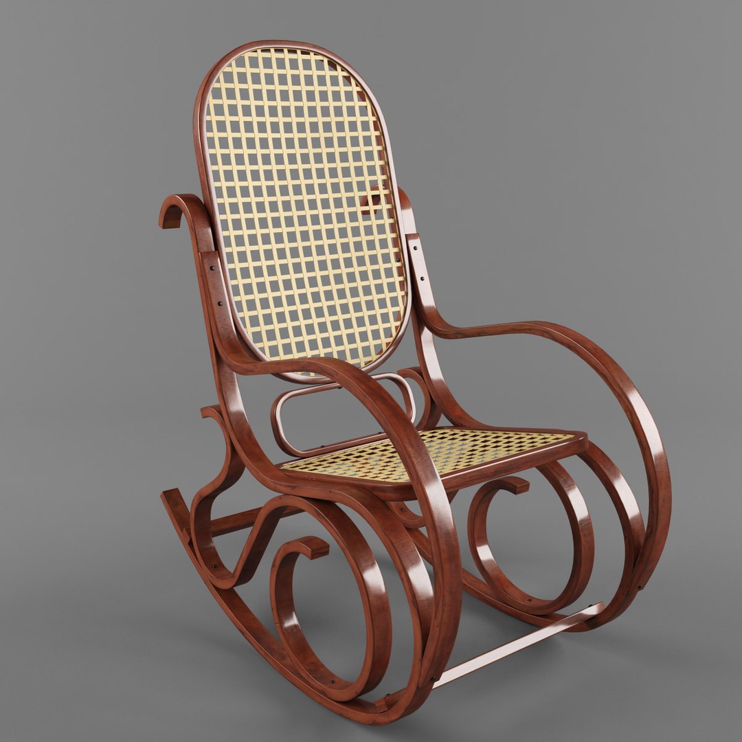 rocking chair wood 3d model