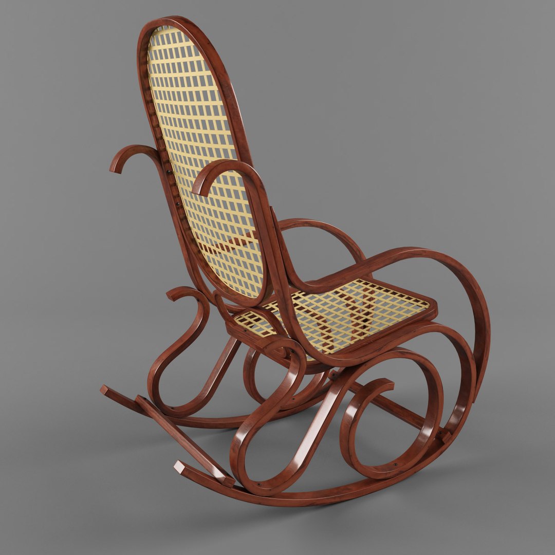 rocking chair wood 3d model