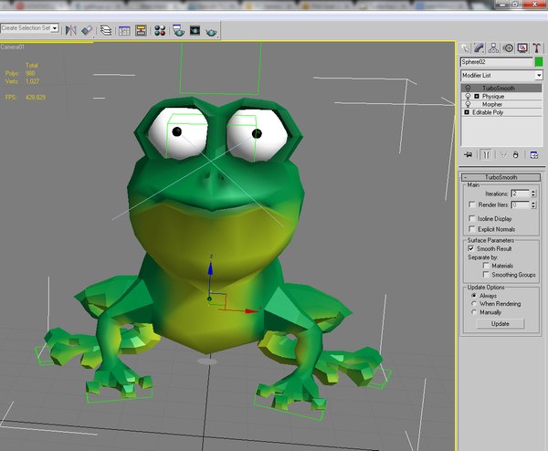 3d frog character physique