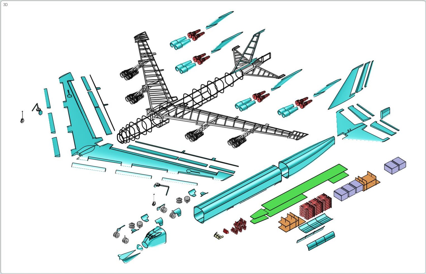 3ds Max B-52h Aircraft Solid Assembly