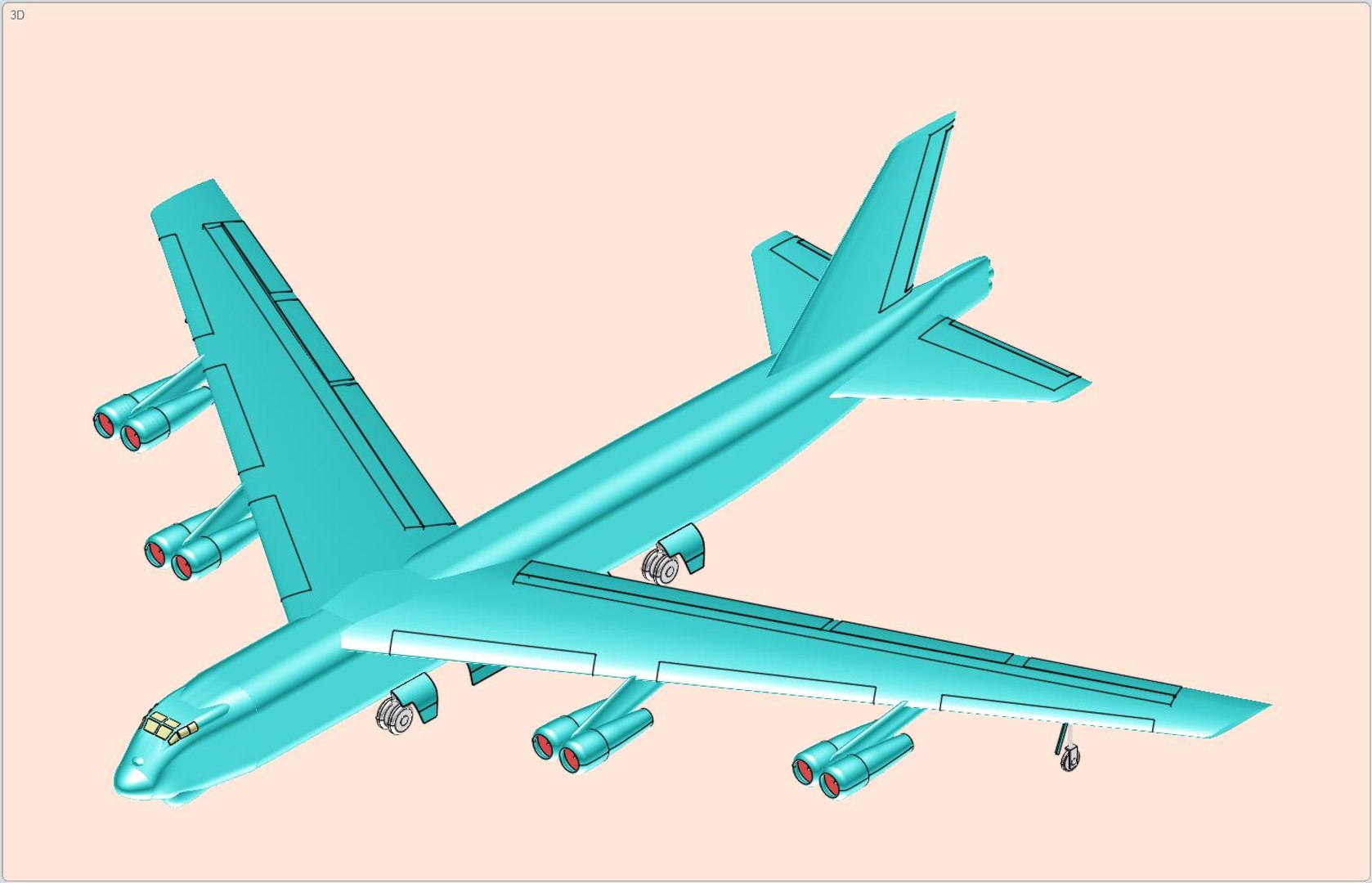 3ds Max B-52h Aircraft Solid Assembly