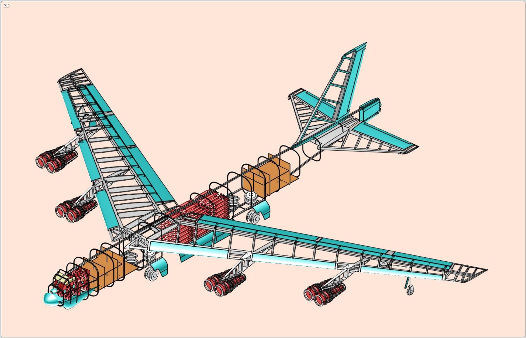 3ds Max B-52h Aircraft Solid Assembly
