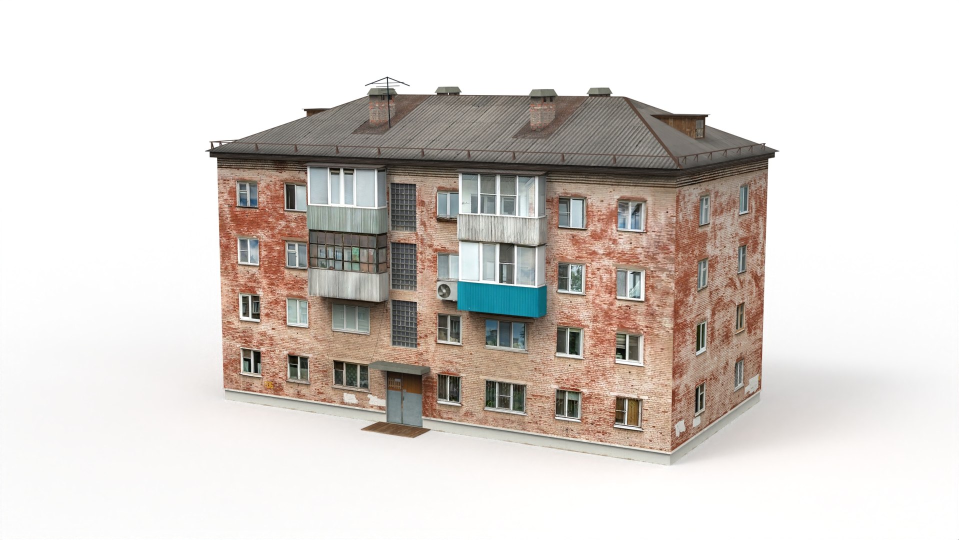 Four-Story Residential Building 3D Model - TurboSquid 2047726