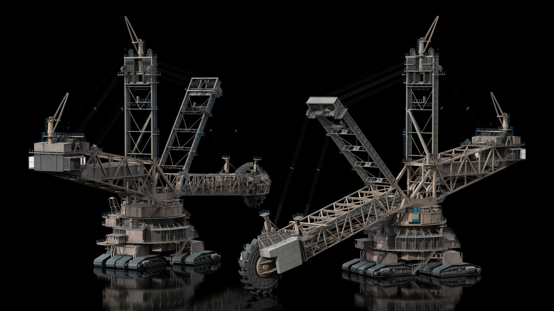 3D Mining Multi Bucket Wheel Excavator Rigged for Maya - TurboSquid 2062654