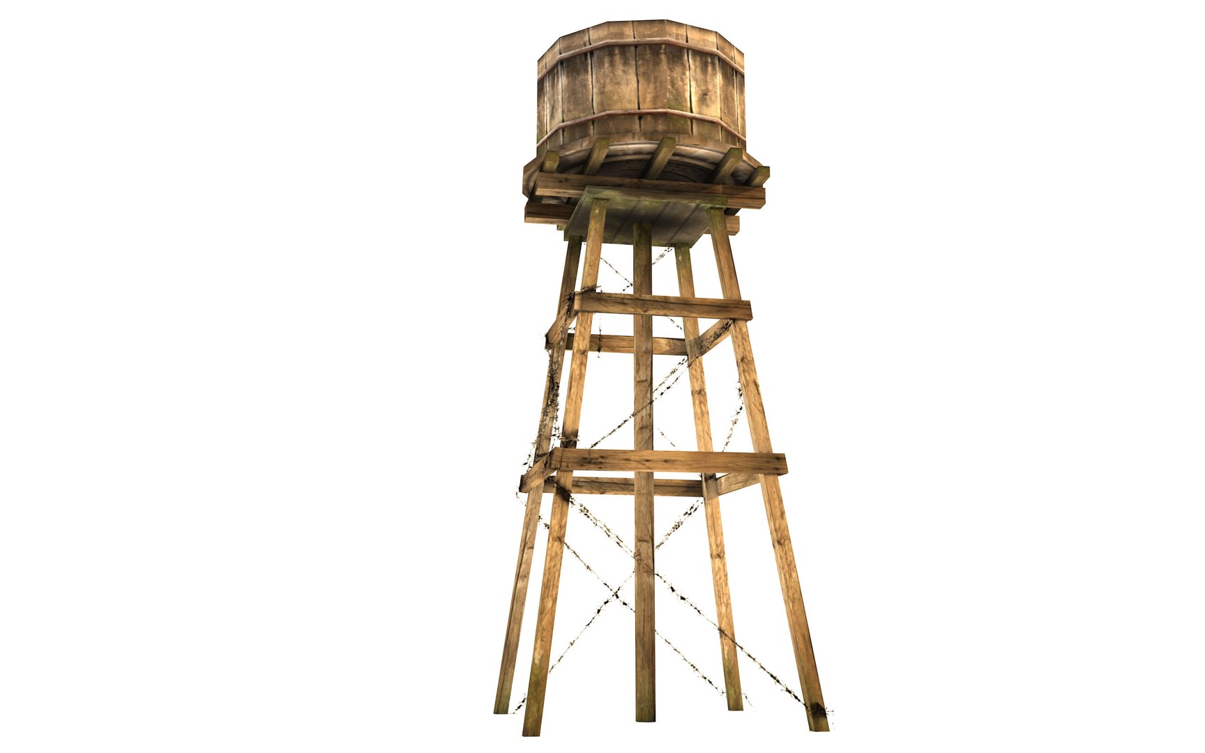3D Wooden Water Tower - TurboSquid 1511560