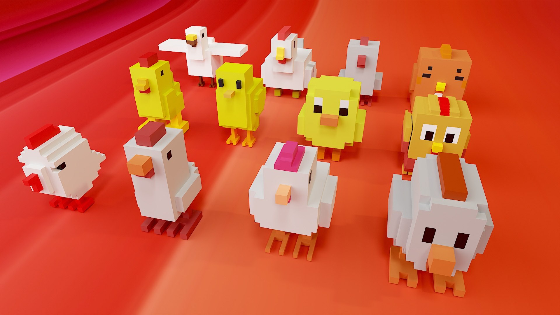 Chicken Voxel Art Pack 3d Model Model - TurboSquid 2182430