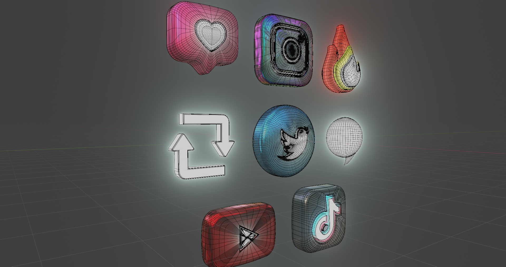 Free 3D Social Media Icons - TurboSquid 1993901