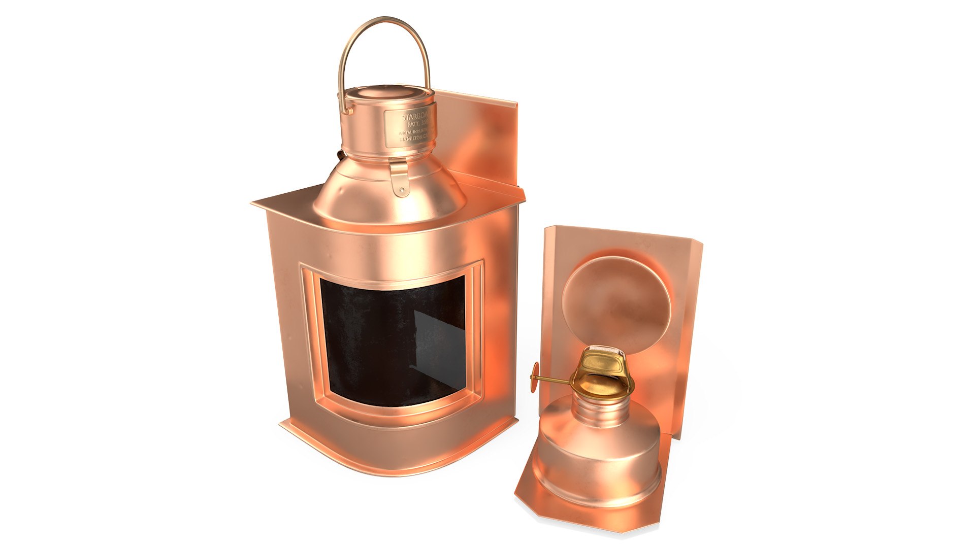 Vintage Copper Ship Lamp With Black Glass Disassembled 3D Model ...