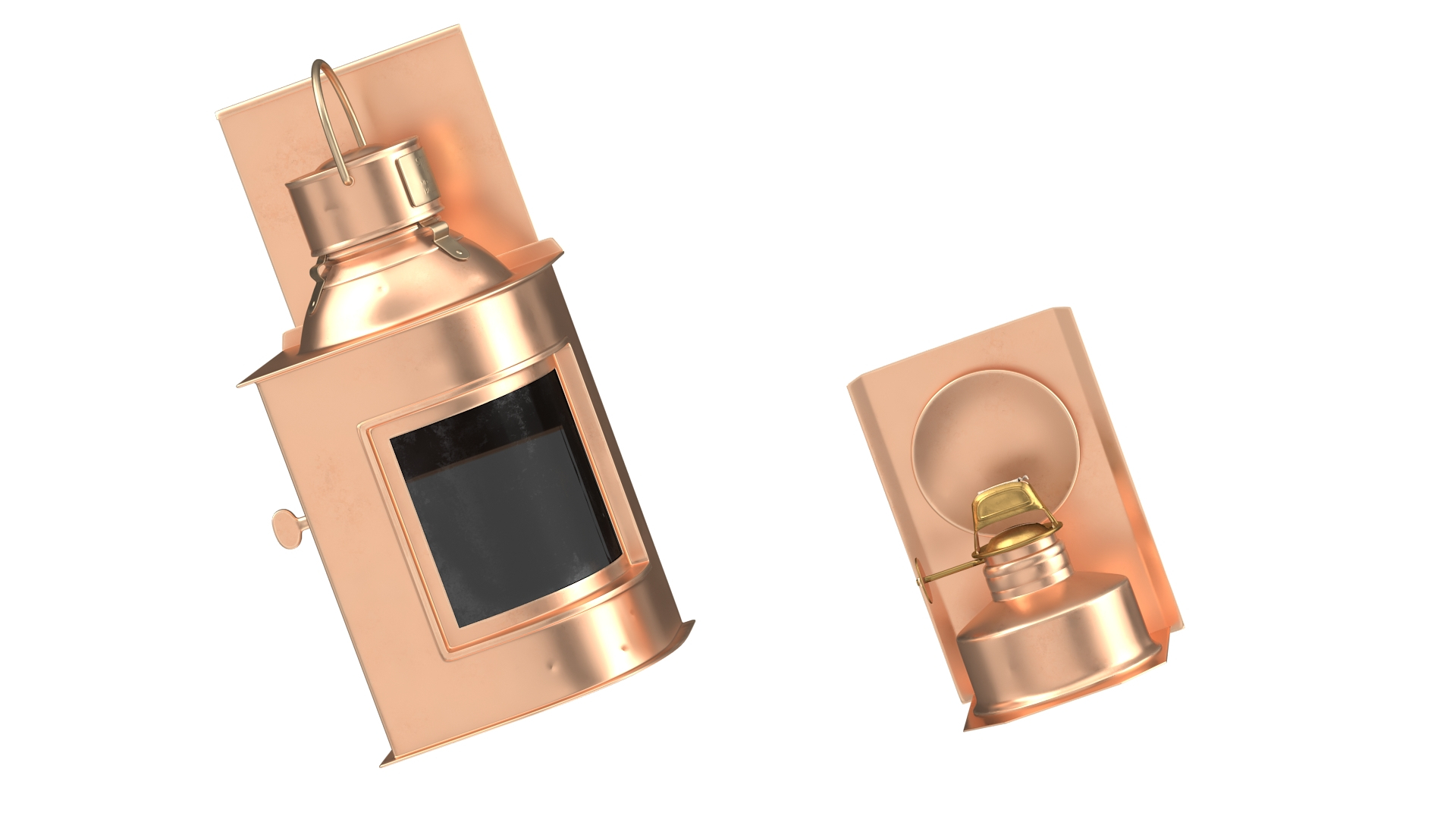 Vintage Copper Ship Lamp With Black Glass Disassembled 3D Model ...