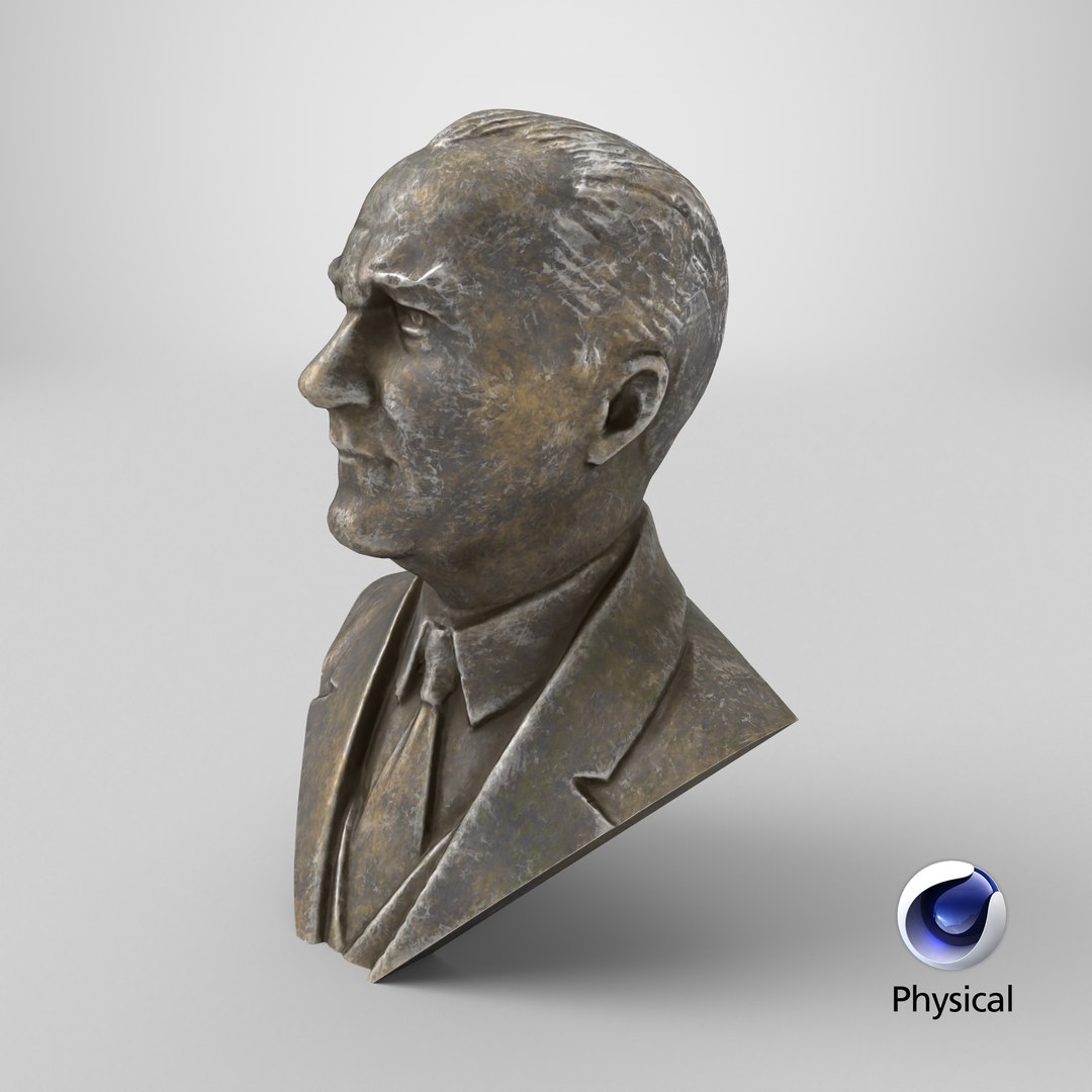 Bust Ataturk Oxidized Brassy - PBR 3D Model - TurboSquid 2152724